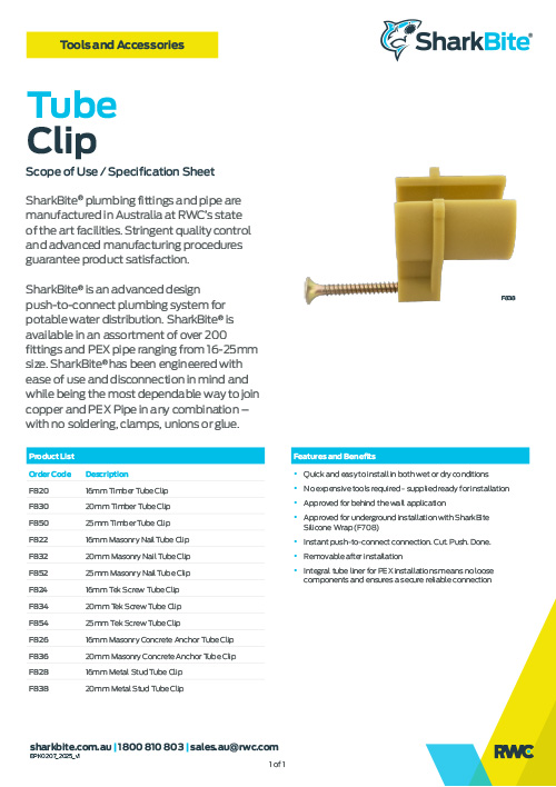 Tube Clips – Sharkbite Australia